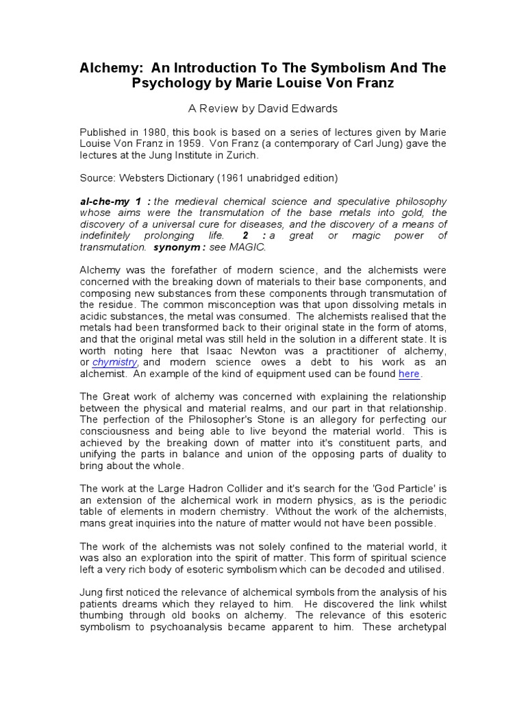 Alchemy An Introduction To The Symbolism | PDF | Alchemy | Unconscious Mind