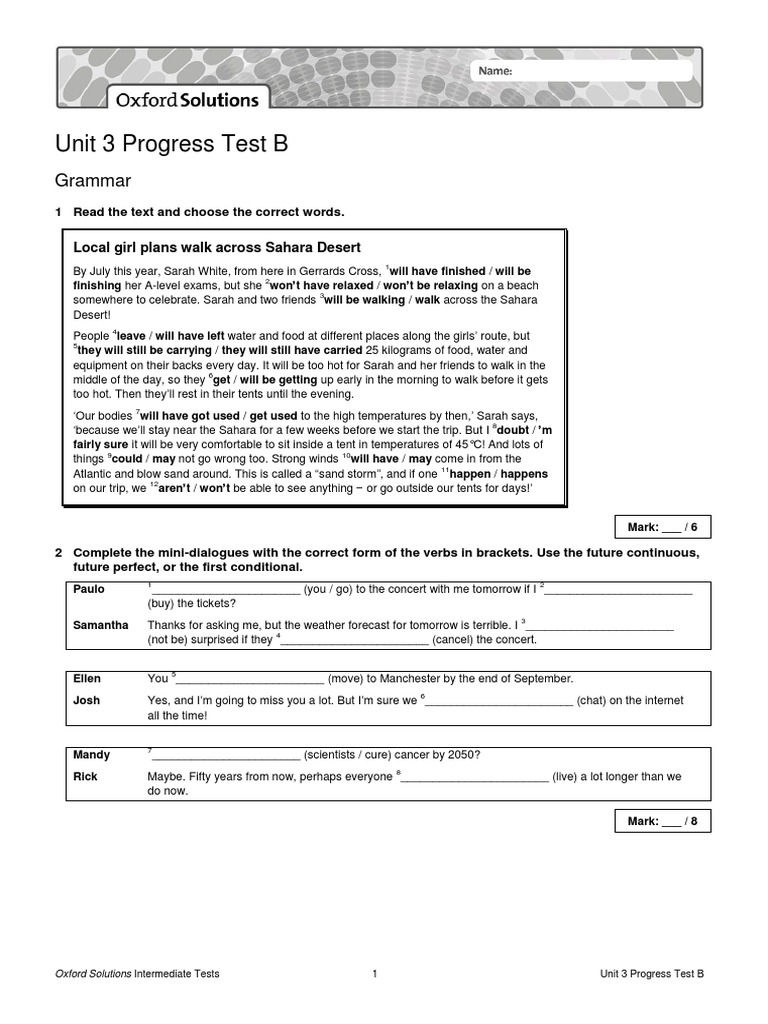 Oxford Solutions Intermediate Oxford Solutions Intermediate U3 Progress ...