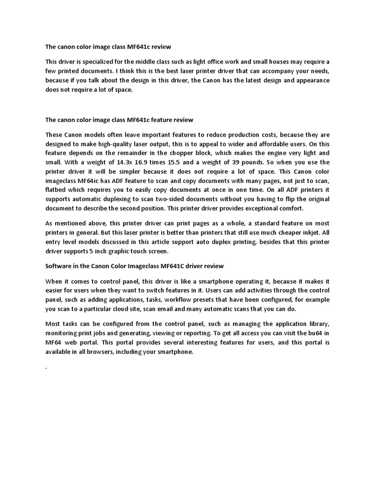 Canon MF641C Printer Review | PDF | Printer (Computing) | Image Scanner