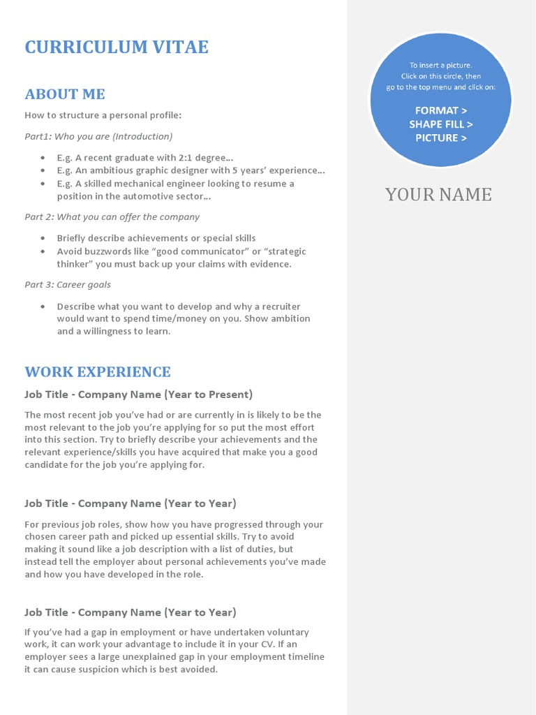 CV Template | PDF | Employment | Behavior Modification