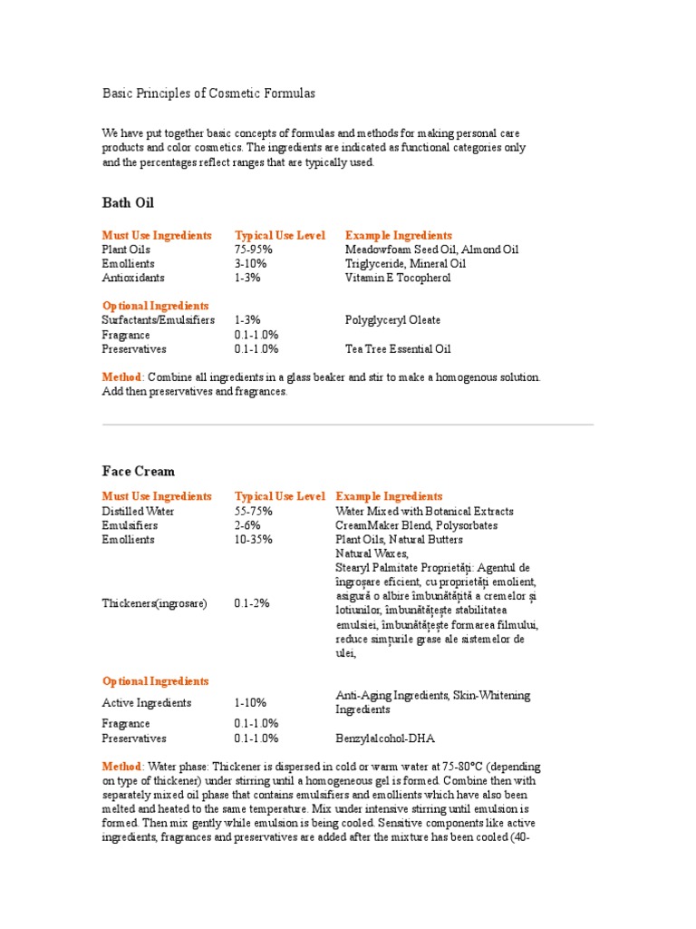 Basic Principles of Cosmetic Formulas | PDF | Emulsion | Surfactant