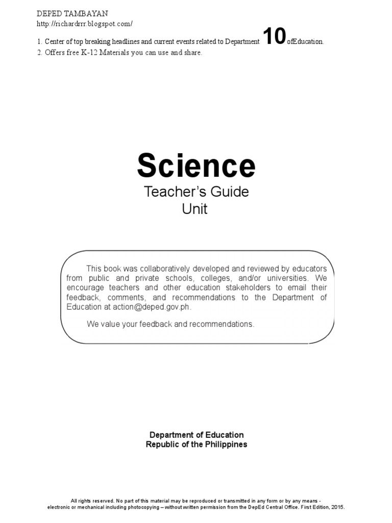 Sci10tgu3 160803012149 | PDF | Science | Curriculum