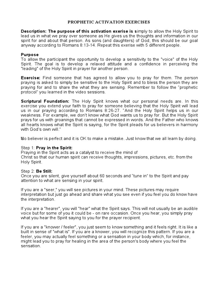Prophetic Exercises | PDF | Prayer | Holy Spirit