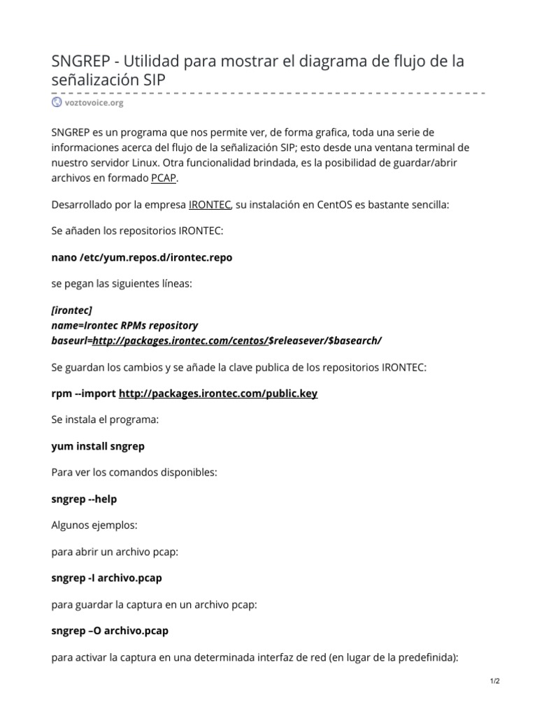 SNGREP - Utilidad para Mostrar El Diagrama de Flujo de La Señalización SIP | PDF | Informática ...