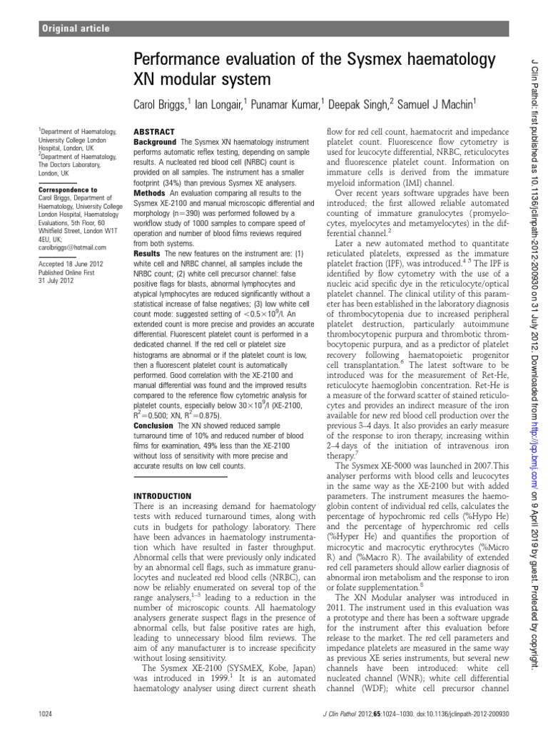 Sysmex Scattergrams | PDF | Flow Cytometry | White Blood Cell
