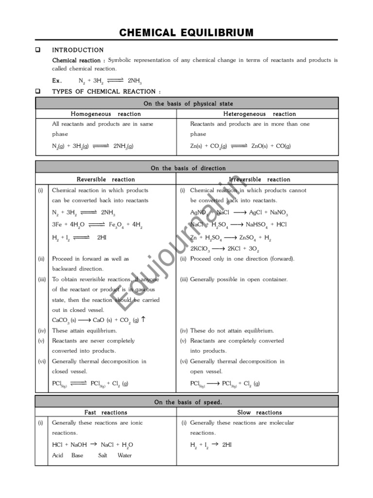 Chemical Equilibrium | Download Free PDF | Reaction Rate | Chemical ...