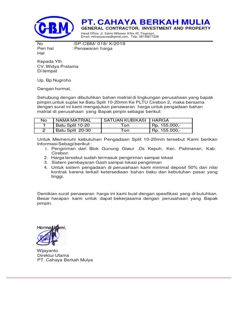 Penawaran Harga Batu Split Cirebon | PDF