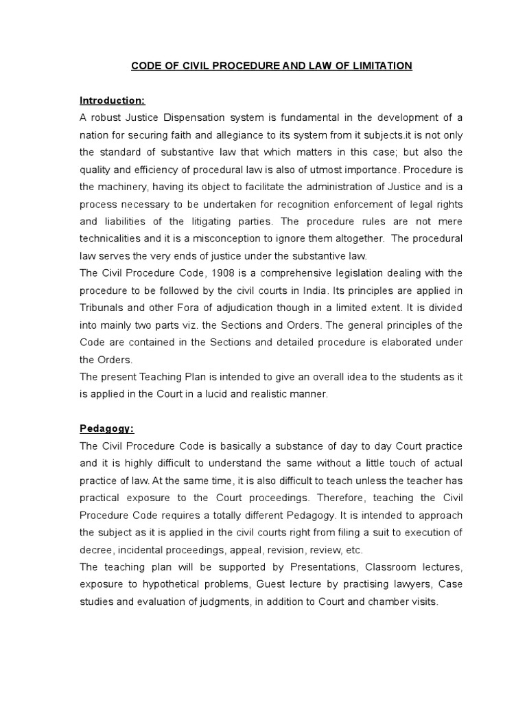 The Code of Civil Procedure - Final | PDF | Cause Of Action | Lawsuit