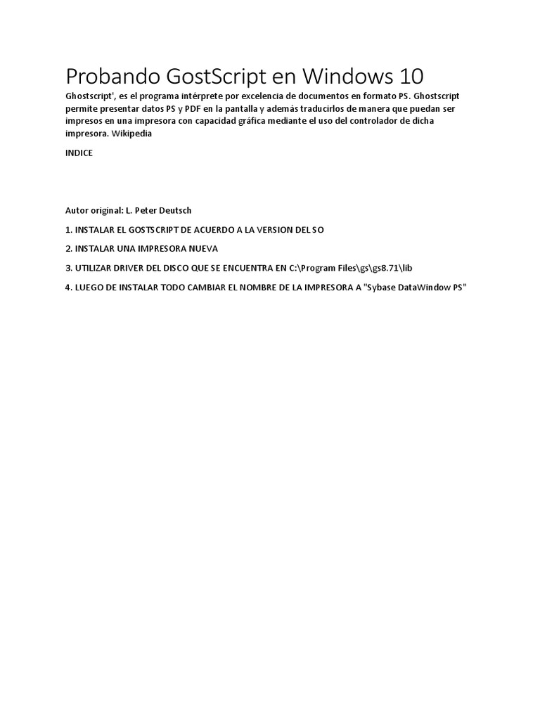 Ghostscript en Windows 10: Guía Rápida | PDF | Informática
