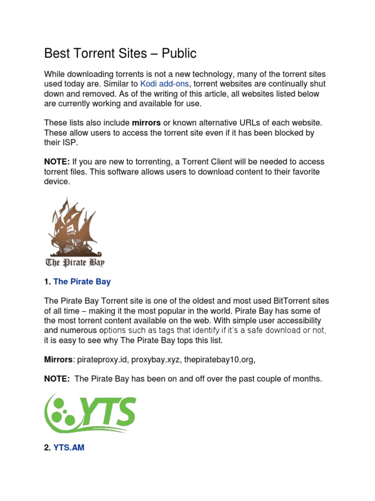 Best Torrent Sites 2019 | Download Free PDF | Computer Mediated ...