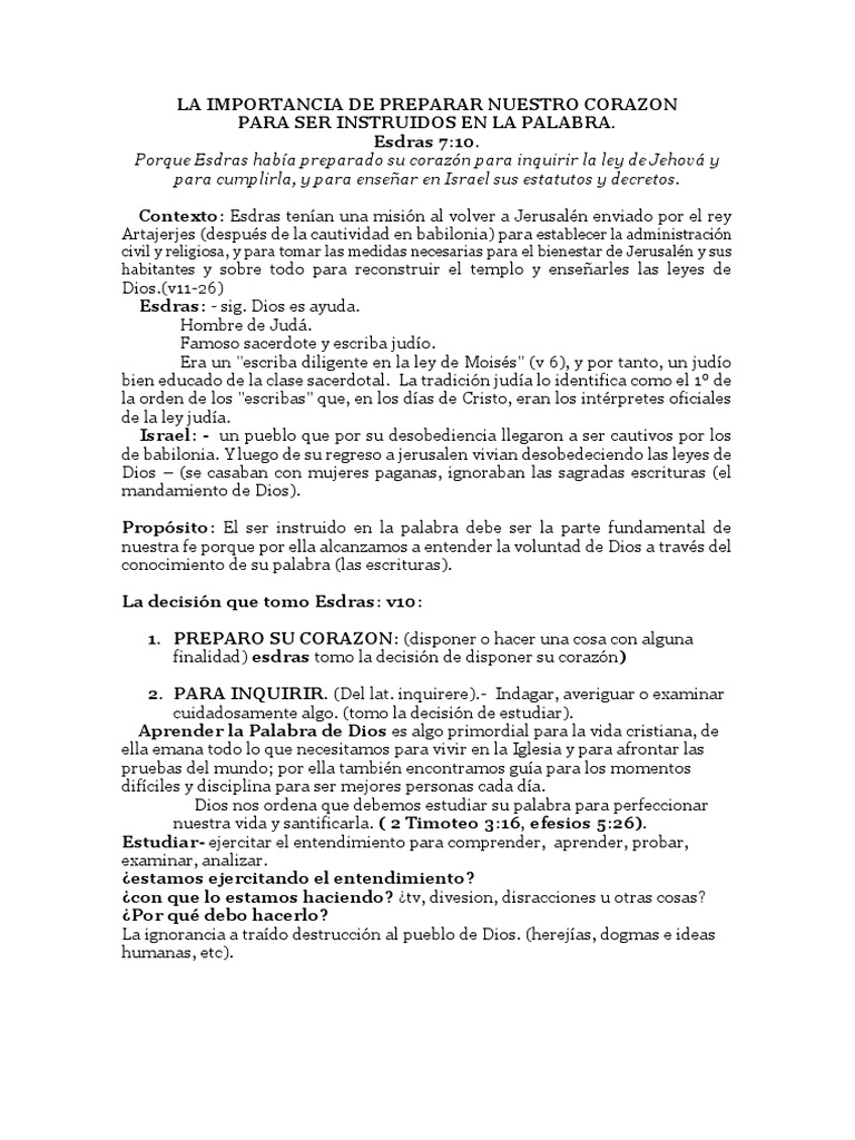 La Importancia de Preparar Nuestro Corazon | PDF | Ezra | Judios
