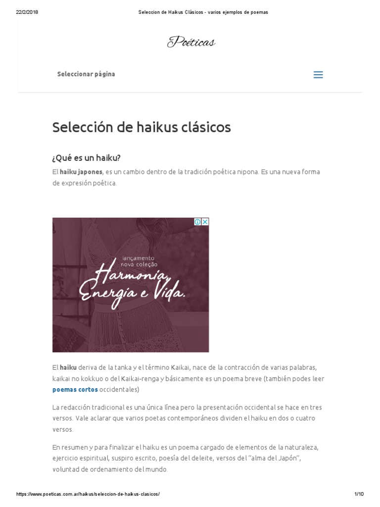 Ejemplos de Haikus para Niños | PDF | Haiku | Palabras y frases japonesas