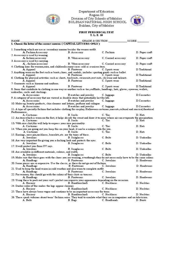 Tle 10 Handicraft First PT | PDF | Fashion Accessories | Costume