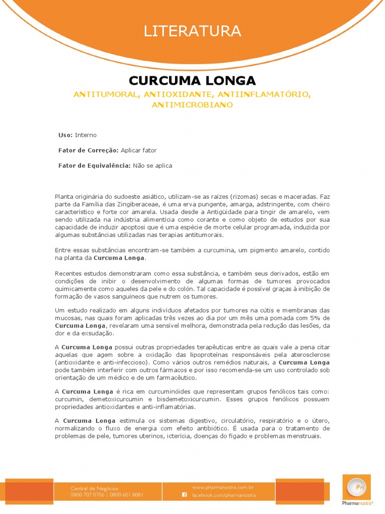 Propriedades e Usos da Curcuma Longa | PDF | Antioxidante | Açafrão-da ...