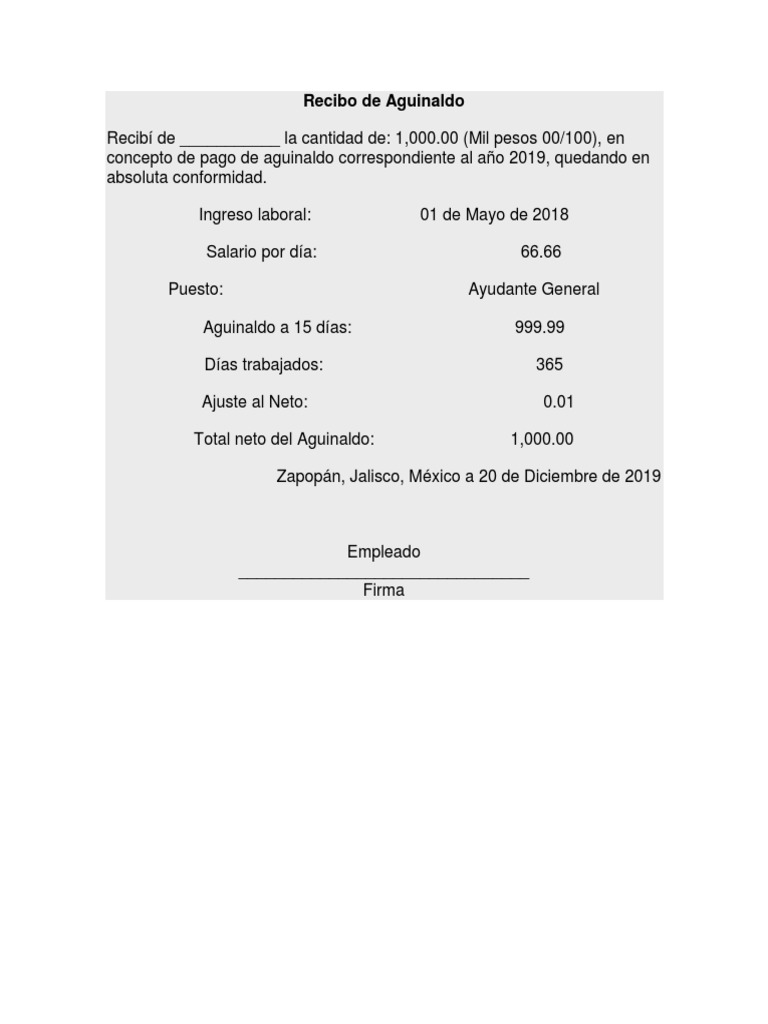 Recibo de Aguinaldo | PDF