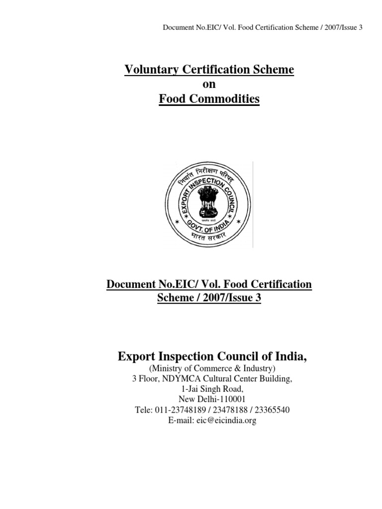 Eic Voluntary Certification Scheme Pdf Hazard Analysis And Critical