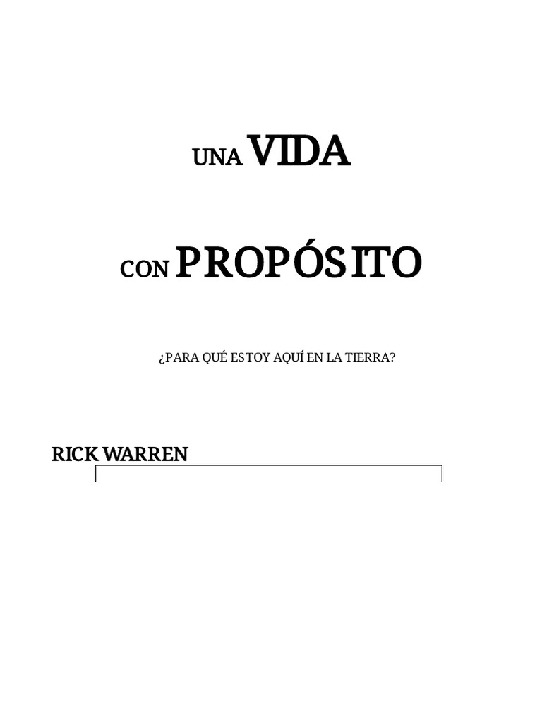 Rick Warren Una Vida Con Proposito | PDF