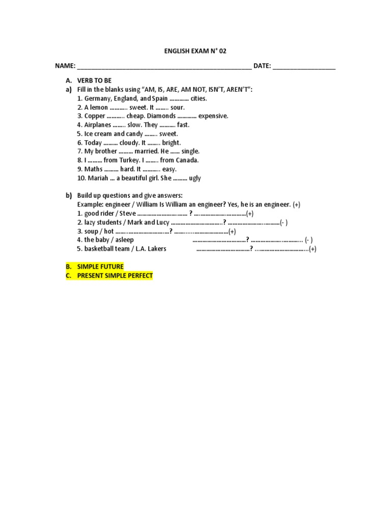 Assessing Verb Conjugation Skills Through a Comprehensive English Exam ...
