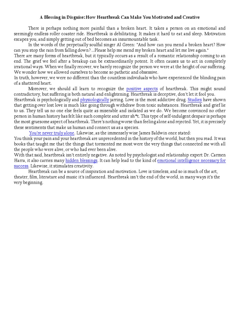 A Blessing in Disguise | PDF | Broken Heart | Subjective Experience