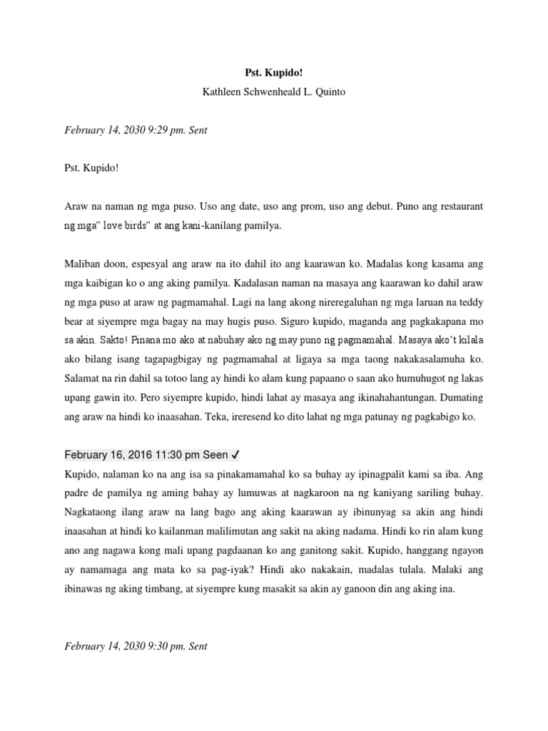 A Message To Cupid (Tagalog) | PDF