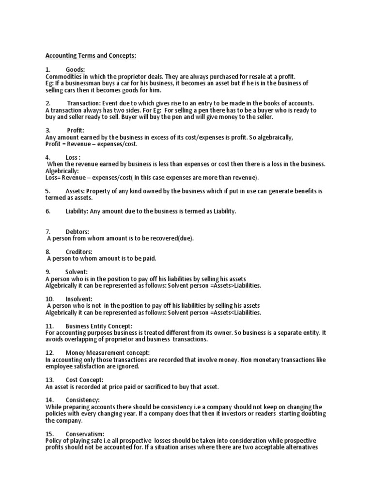 Accounting Terms and Concepts | PDF | Financial Transaction | Expense