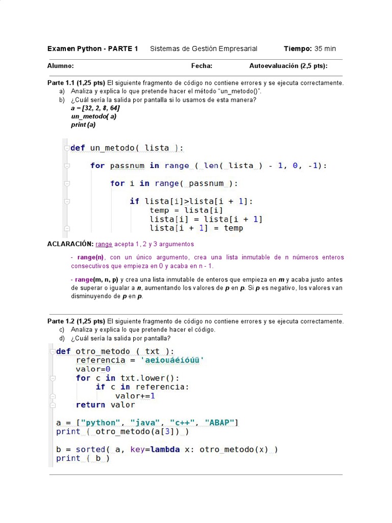 SGE-Examen Python-PARTE-1-dic2018 | PDF