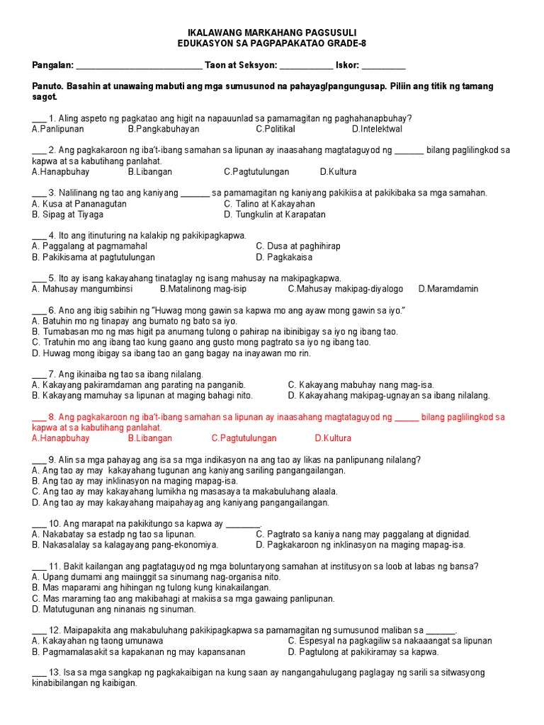 ESP 8 2nd Quarter | PDF