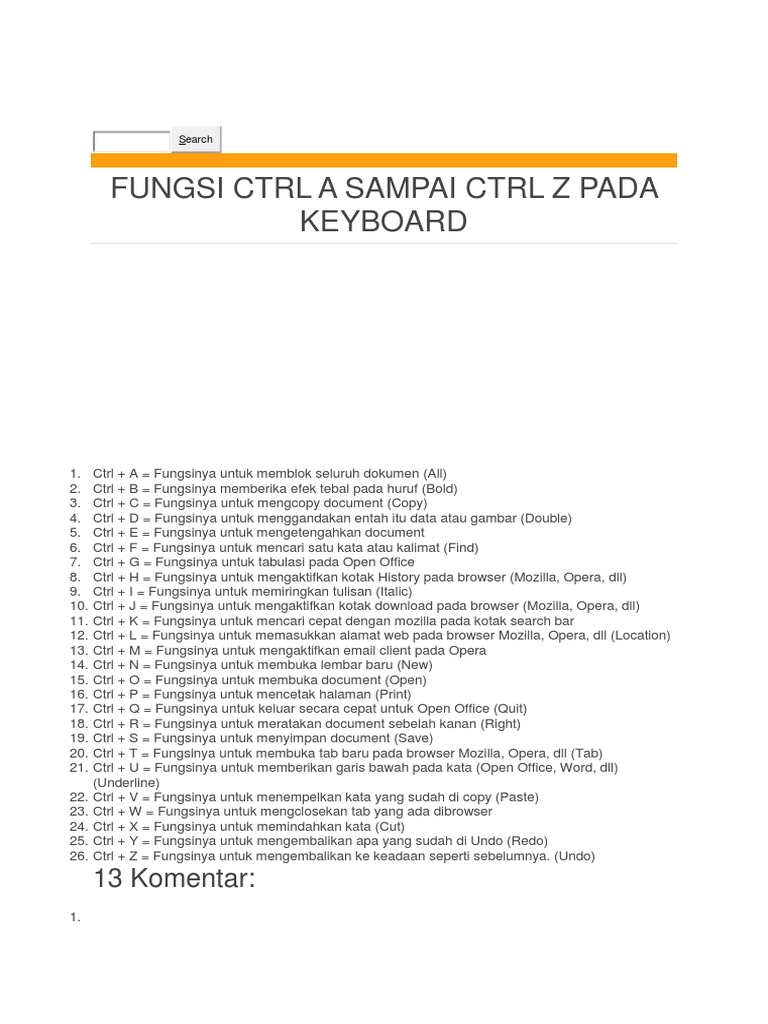 Fungsi CTRL A Sampai CTRL Z Pada Keyboard | PDF