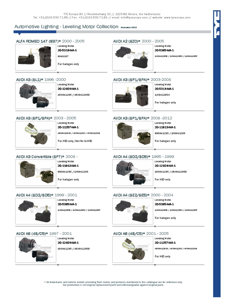 Leveling Motor Collection 11.2013 PDF | PDF | Car Manufacturers ...