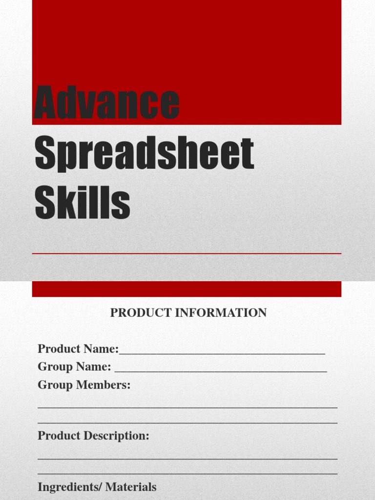 Advance Spreadsheet Skills | Download Free PDF | Spreadsheet | Microsoft Excel