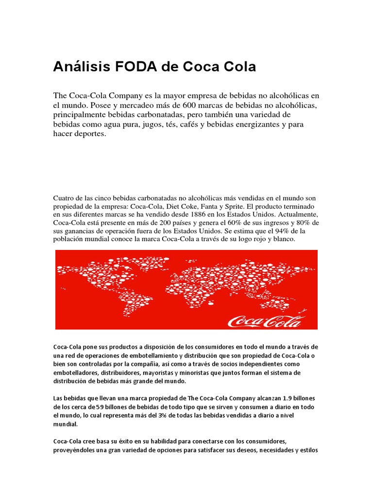 Análisis FODA de Coca Cola | PDF | Coca Cola | Marca
