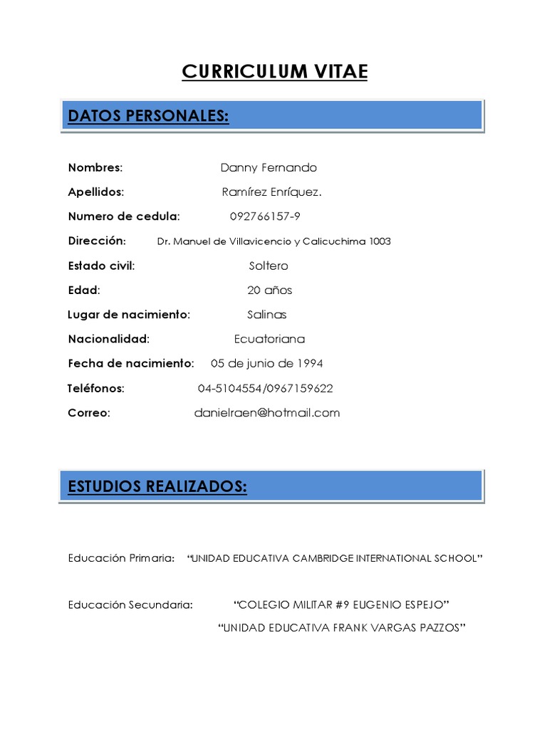 Curriculum Danny | PDF