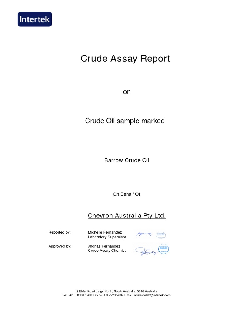 Barrow Island Crude Oil Assay 2017 | PDF | Petroleum | Distillation
