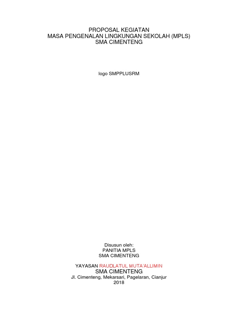 Proposal MPLS SMA Cimenteng 2018/2019 | PDF | Sains & Matematika