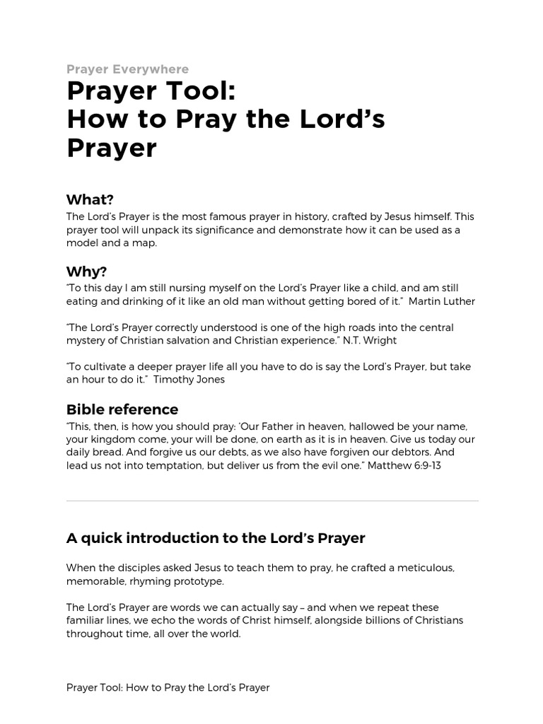 1 How To Pray The Lord's Prayer | PDF | Lord's Prayer | Prayer