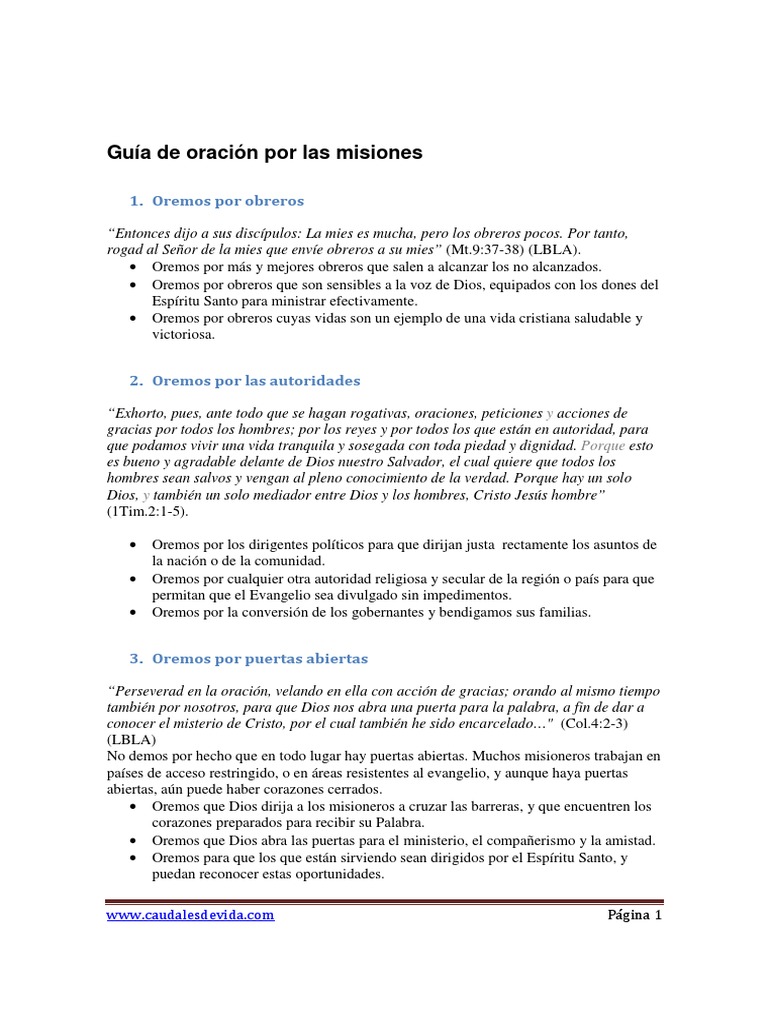 Guia de Oracion Por Las Misiones | PDF | Oración | Creencia religiosa y doctrina