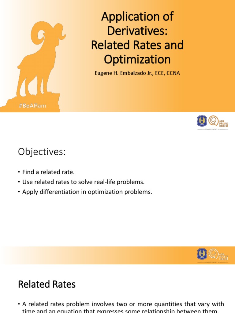 Derivatives: Related Rates & Optimization | PDF | Area | Maxima And Minima