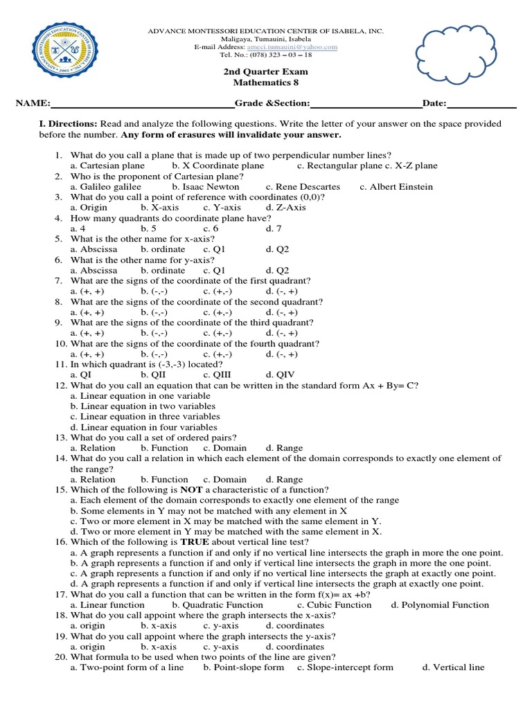 Mathematics Exam Questions for Grades 5-8 | PDF | Financial Risk | Interest