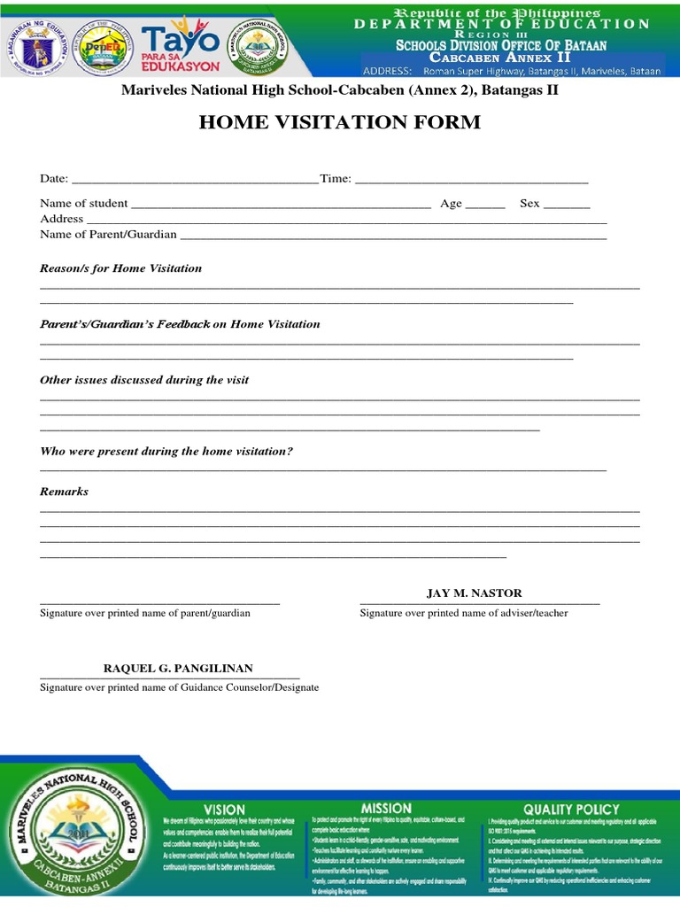 Home Visitation Form | PDF