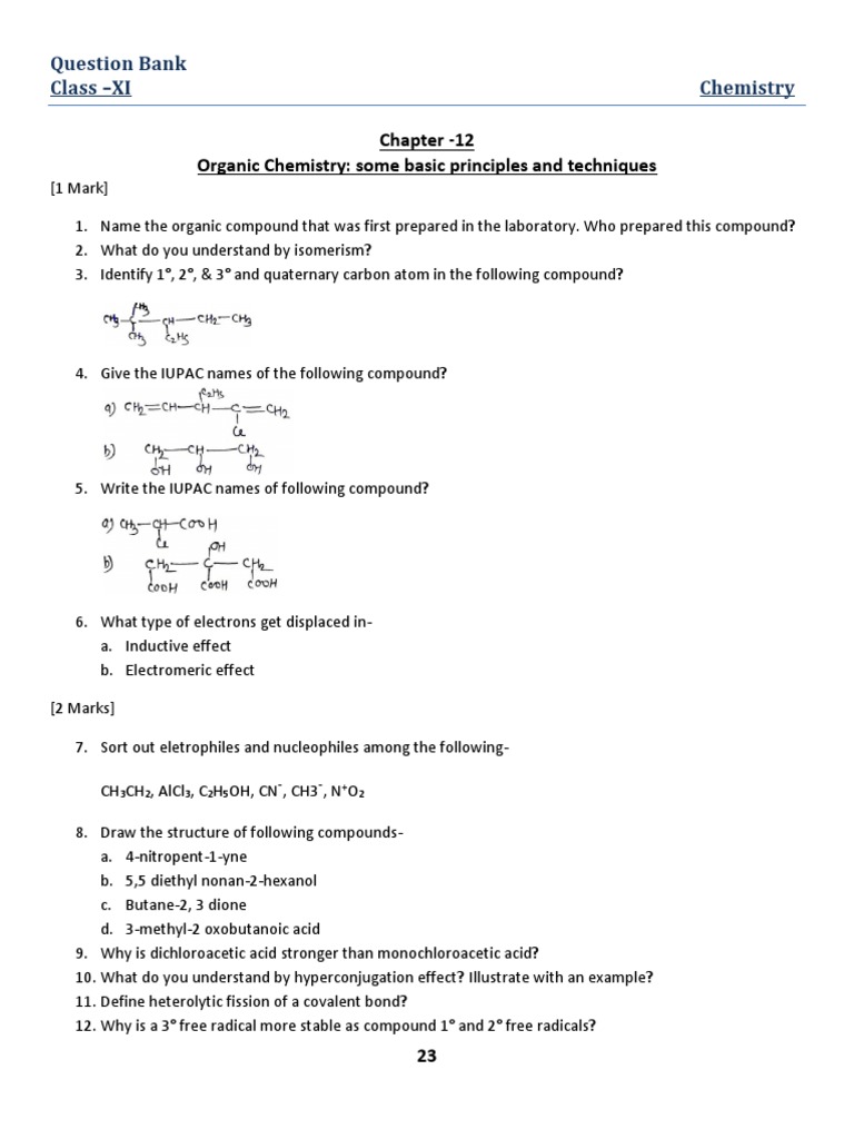 Organic Chemistry Principles and Techniques: A Comprehensive Question ...