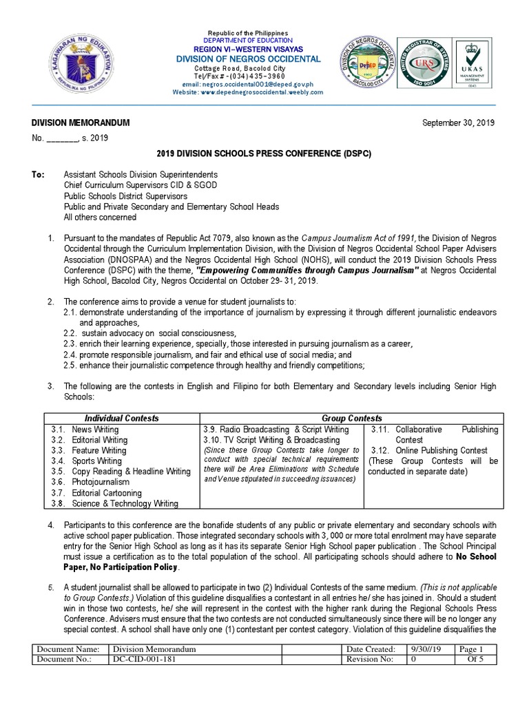 2019 DSPC Memo | PDF | Journalism | Public Sphere