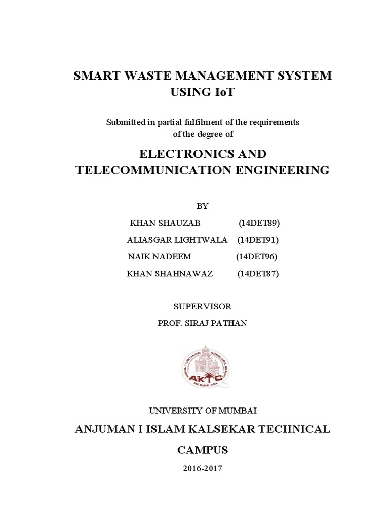 SMART WASTE MANAGEMENT SYSTEM USING IoT | PDF | Raspberry Pi | Internet ...