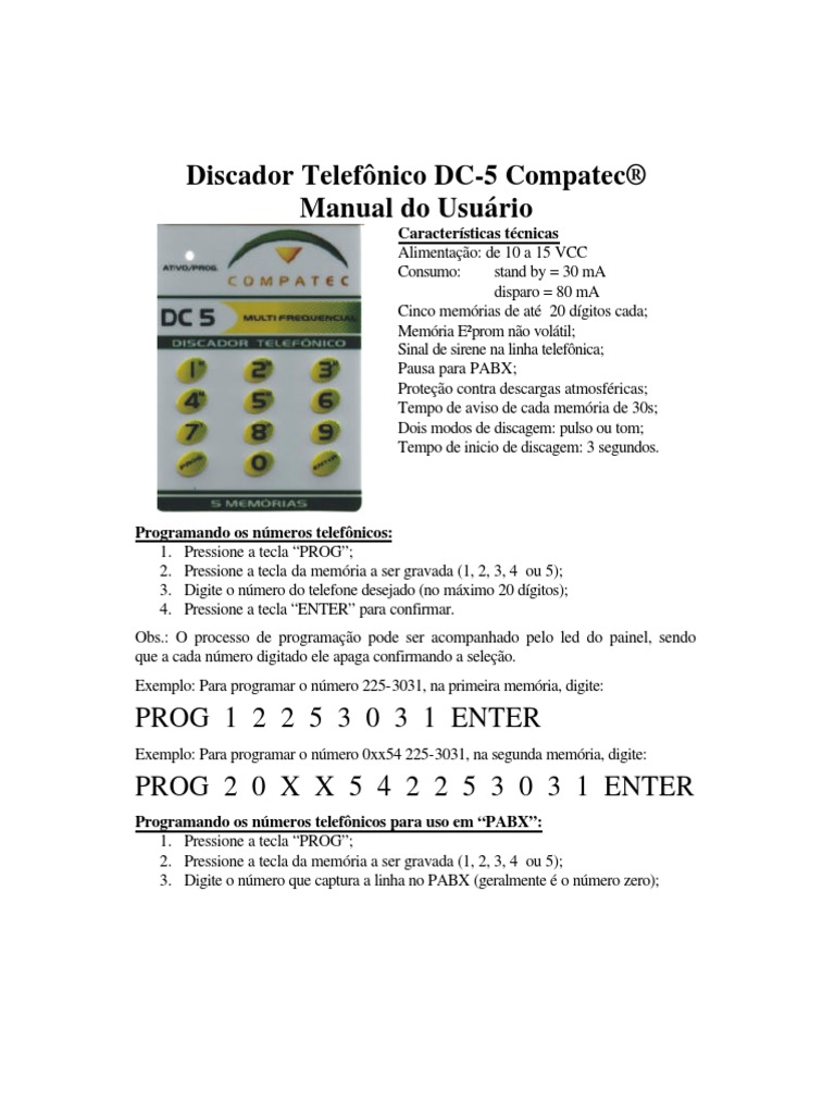 Discadora DC5 PDF | PDF | Informática | Eletrônicos
