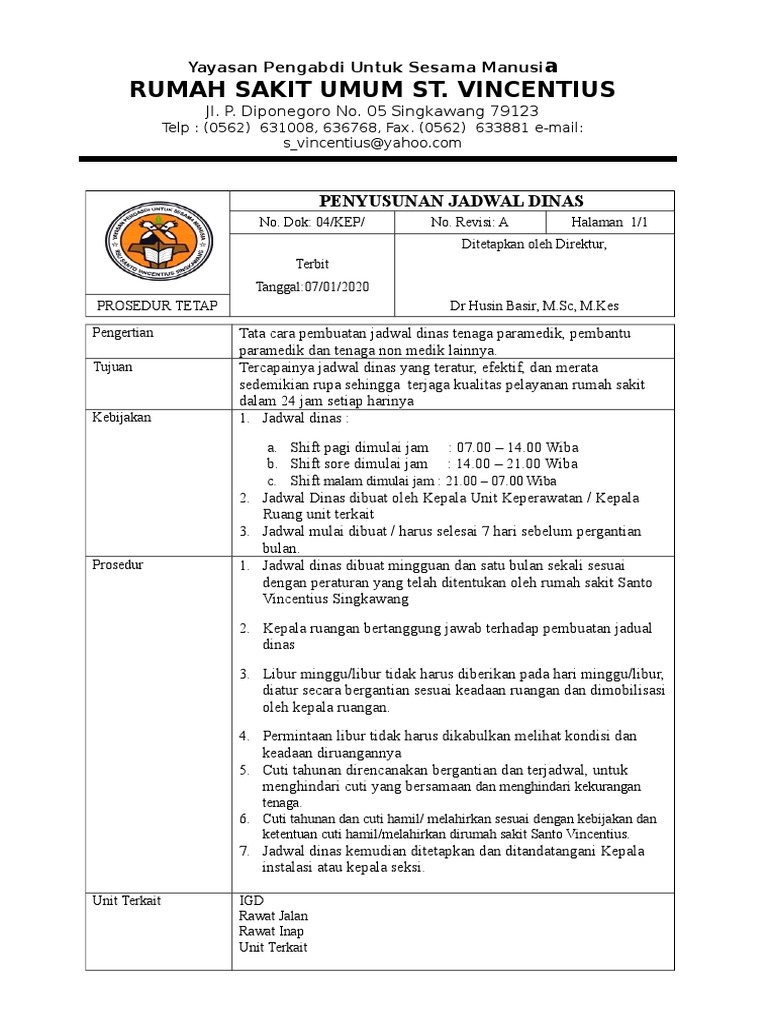 Spo Penyusunan Jadwal Dinas | PDF