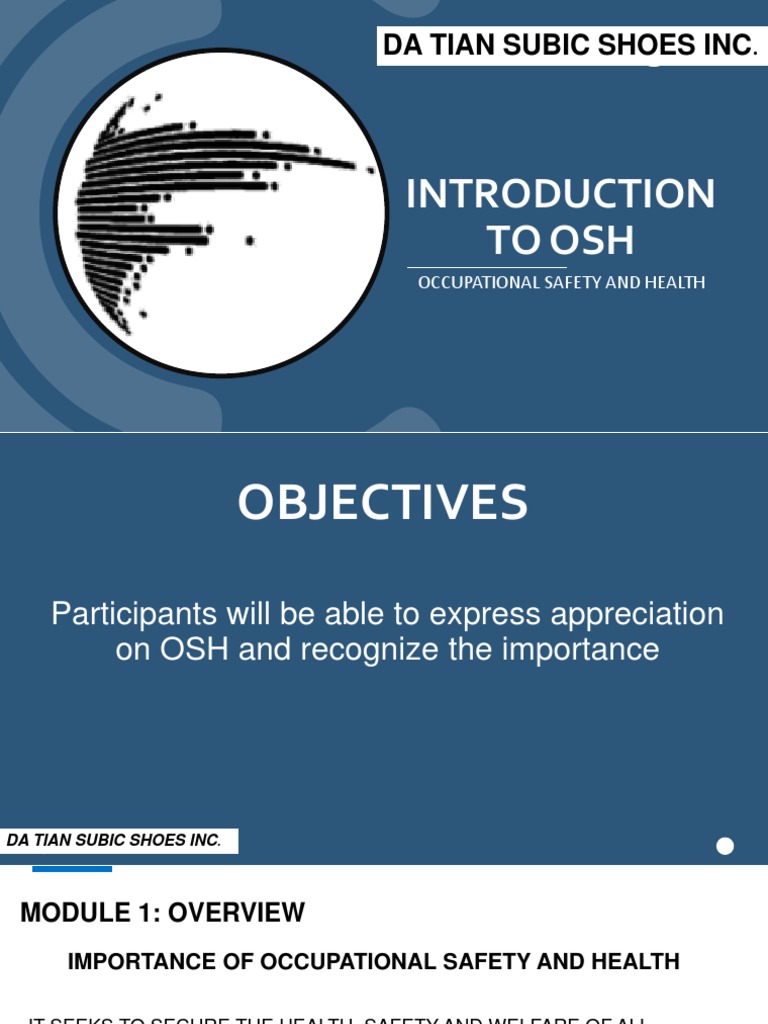 Importance of OSH at Da Tian Subic Shoes Inc | PDF | Occupational ...