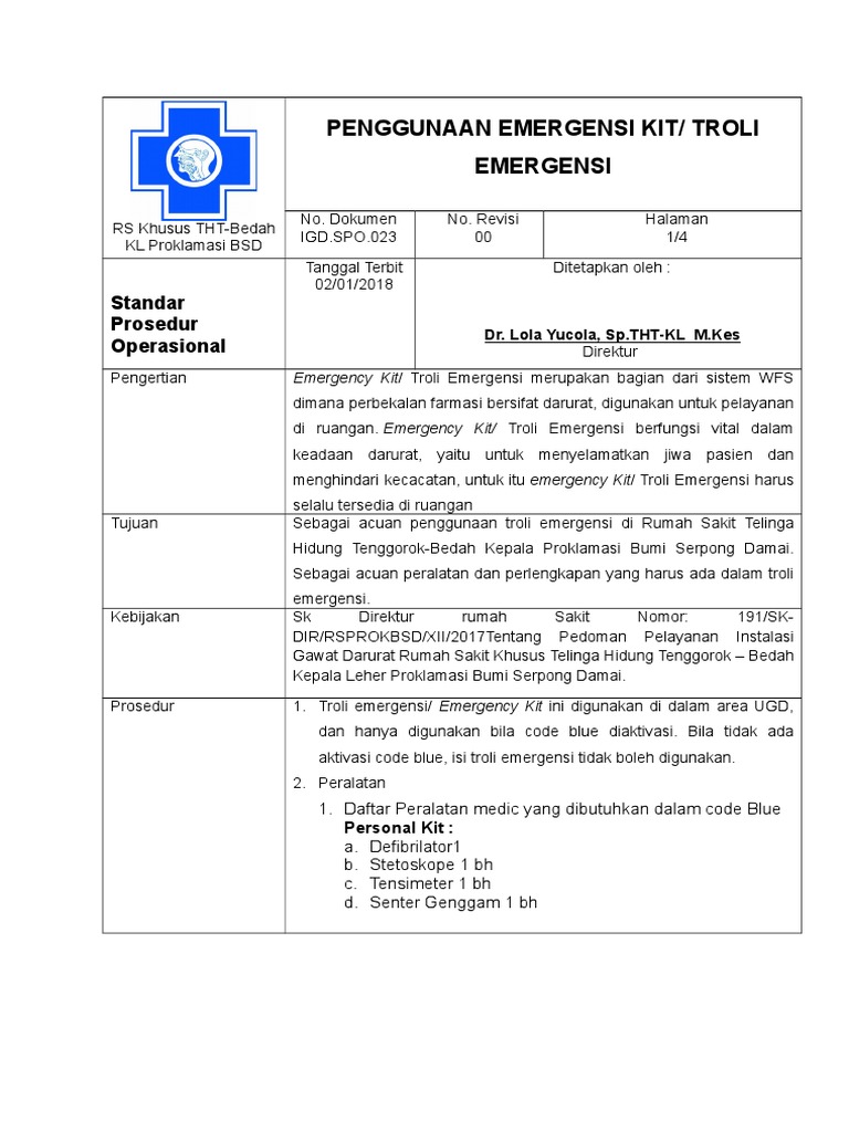 SOP Troli Emergency | PDF