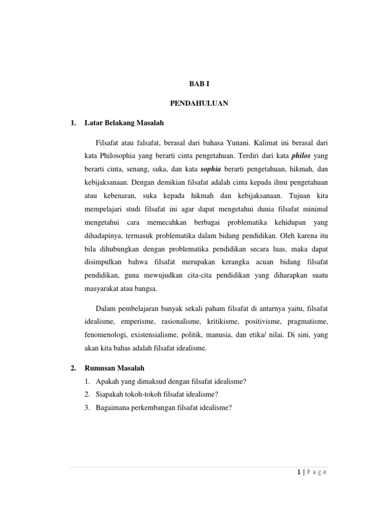 Makalah Filsafat Idealisme | PDF