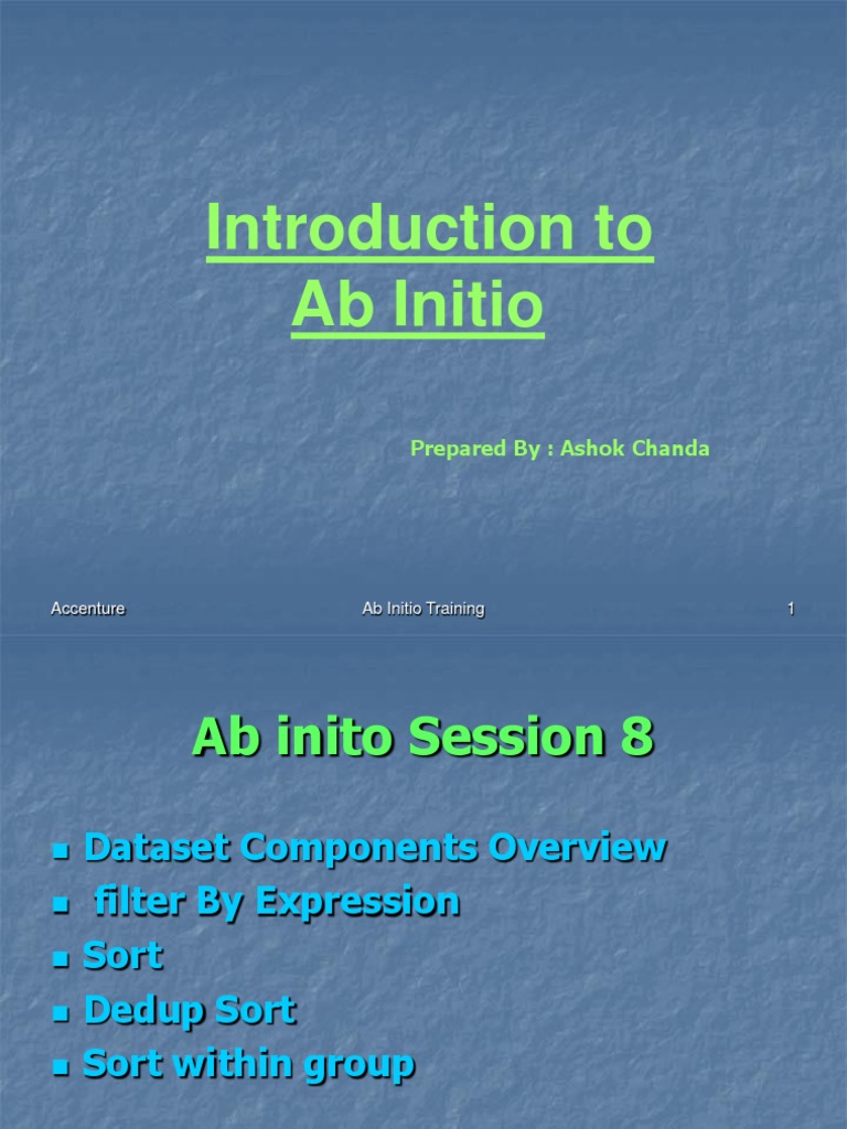 Ab Initio - Intro | PDF | Parameter (Computer Programming) | Databases Ab Initio - Intro | PDF | Parameter (Computer Programming) | Databases