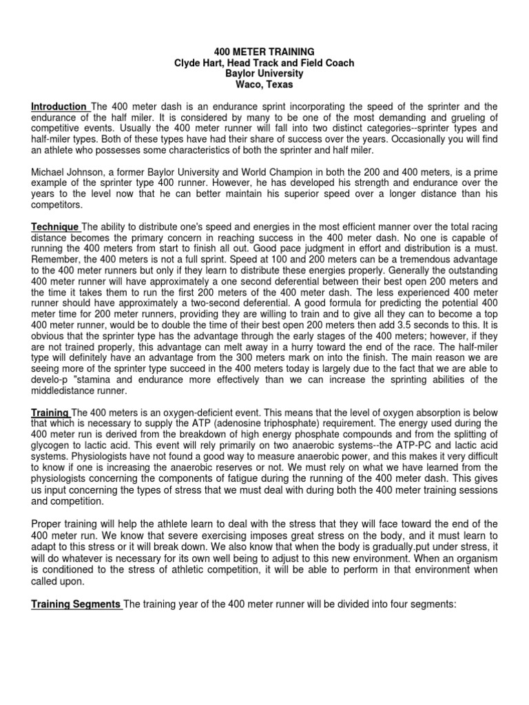 400 Meter Training | PDF | Running | Weight Training