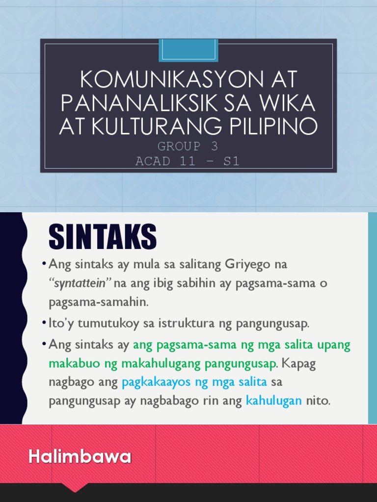 Sintaksis at Semantika | PDF